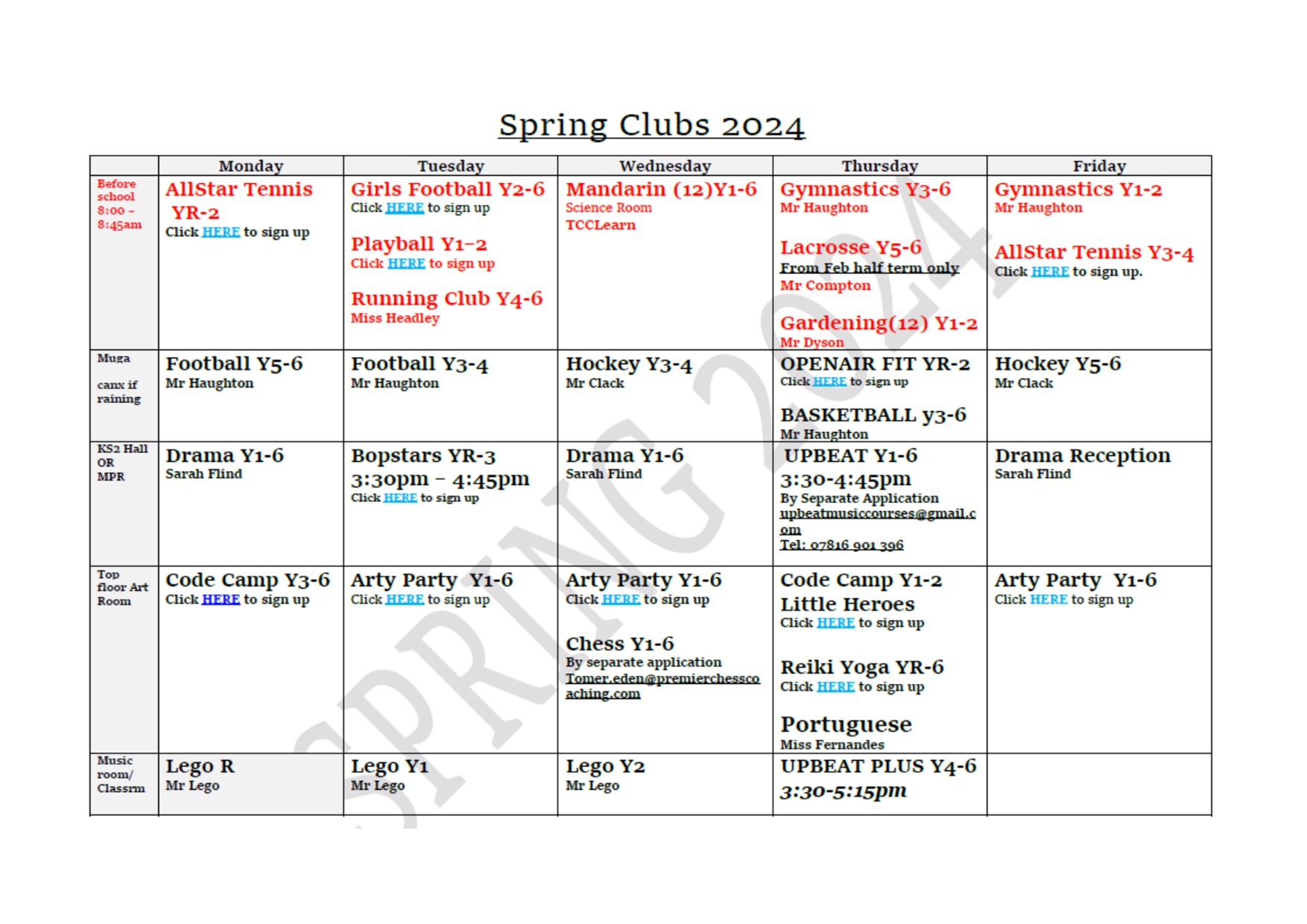 Allfarthing School - Clubs